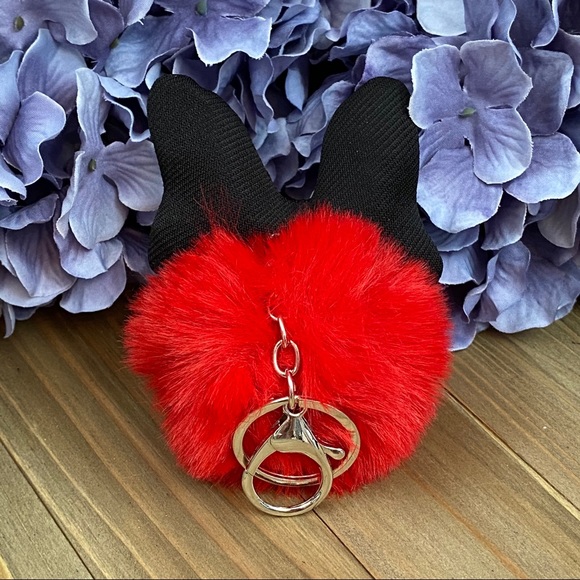Accessories | Minnie Mouse Red Pom Pom Keychain Charm | Poshmark